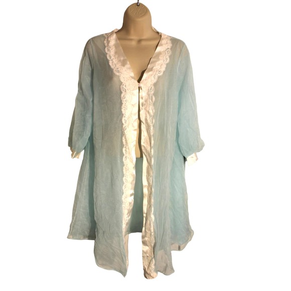 Sears | Intimates & Sleepwear | Vintage 95s60s Blue Robe W Satin Lace ...